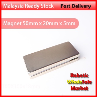 1pcs- 50mm x 20mm x 5mm- Super Strong Block Magnets - Rare Earth Neodymium / Rectangular Magnet ...