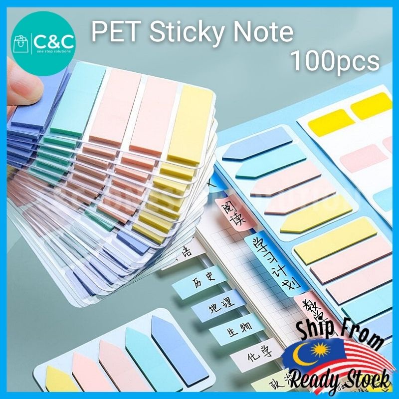 C&C 100pcs Colorful Sticky Note Memo Pad Lable Sticker Bookmarks ...