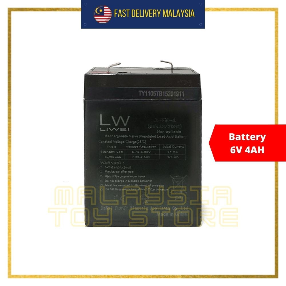 Bateri 6V 4AH Liwei 6V Battery Kids Electric Scooter Bike Car Motor ...