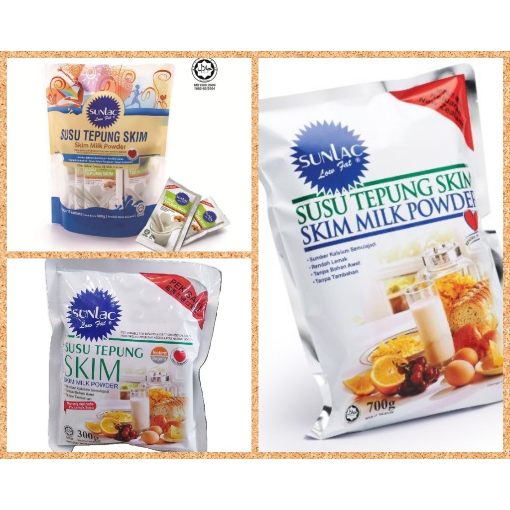 Sunlac Low Fat Skim Milk Powder 300g / 20gx15sachet / 700g | Shopee ...