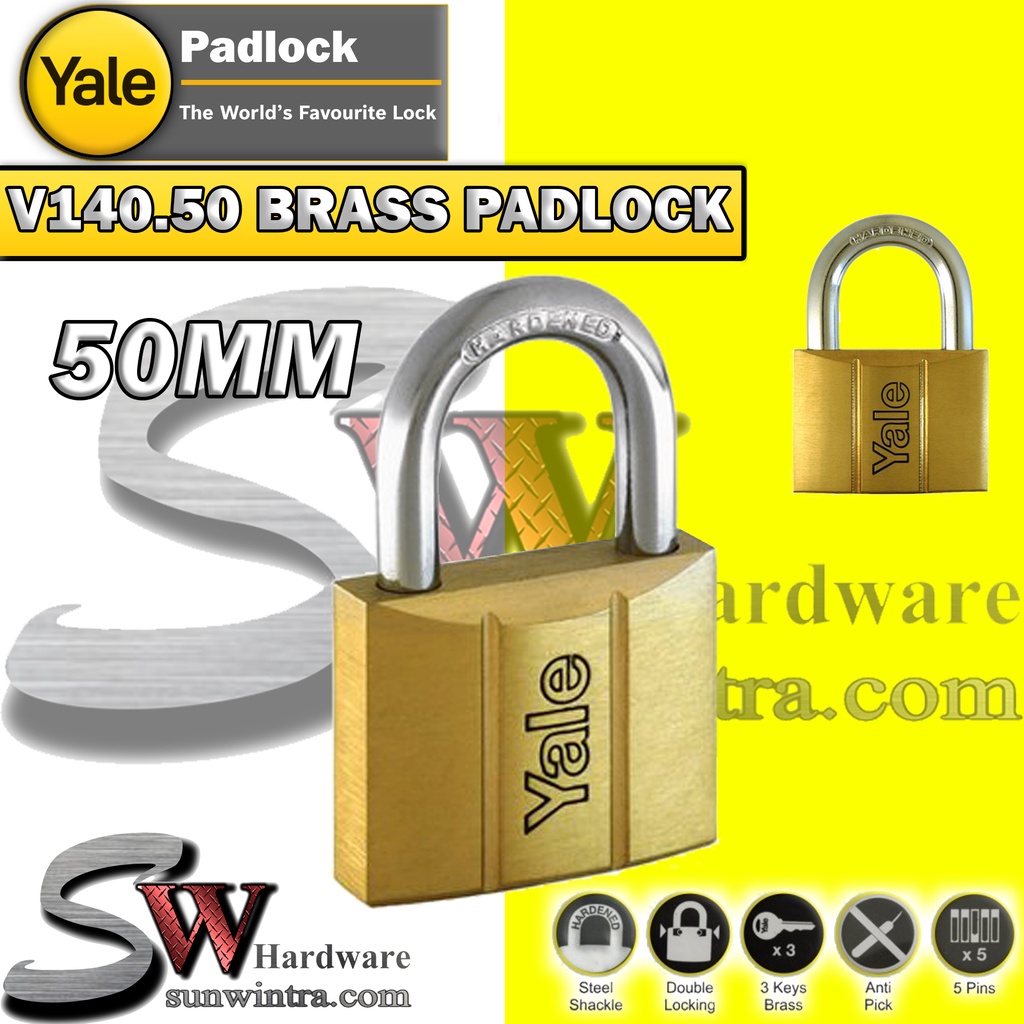 [Original] YALE 50MM SOLID BRASS PADLOCK V140.50 | Shopee Malaysia