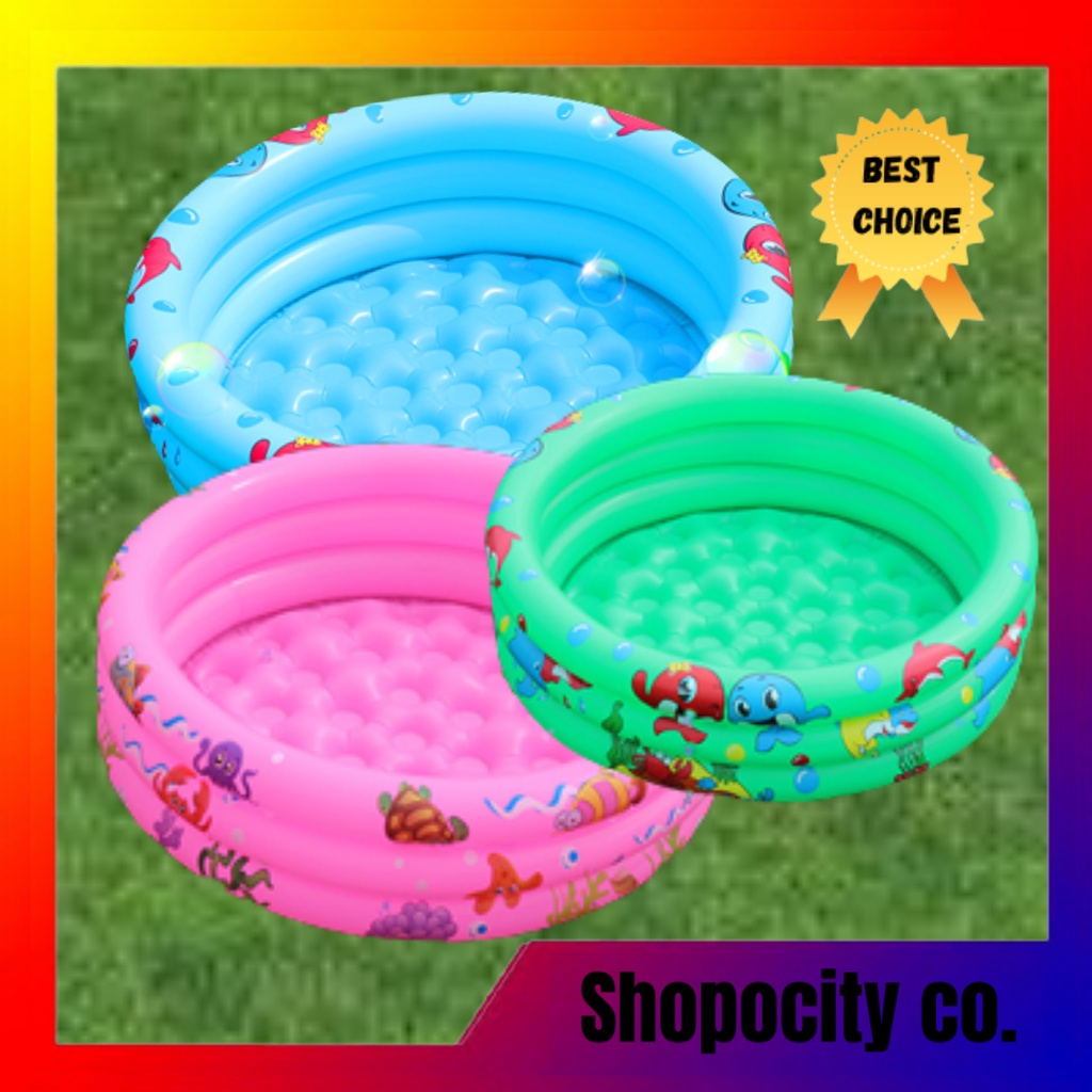 Woobbies 3 Rings Inflatable 90CM Round Pool Kids Swimming Pool | Shopee ...