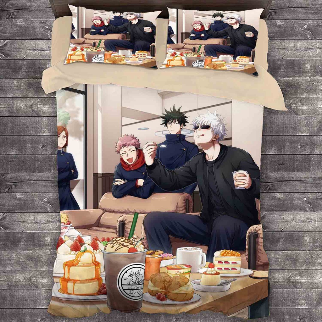 Jujutsu Kaisen 3IN1 Bedsheet Set Single/Double Queen Size Bed Sheet ...