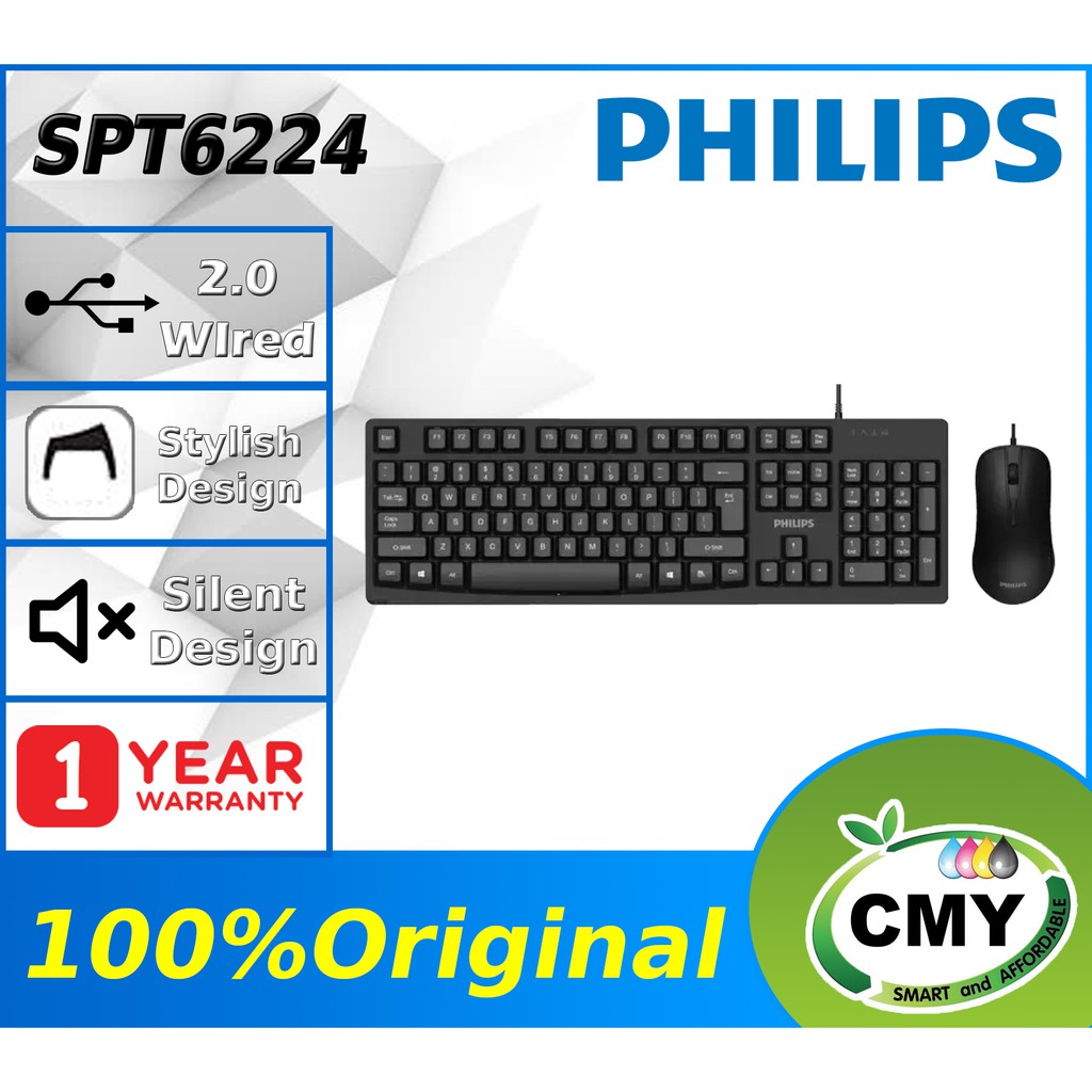 Philips C224 SPT6224 Wired Keyboard and USB Mouse Combo Set similar ...