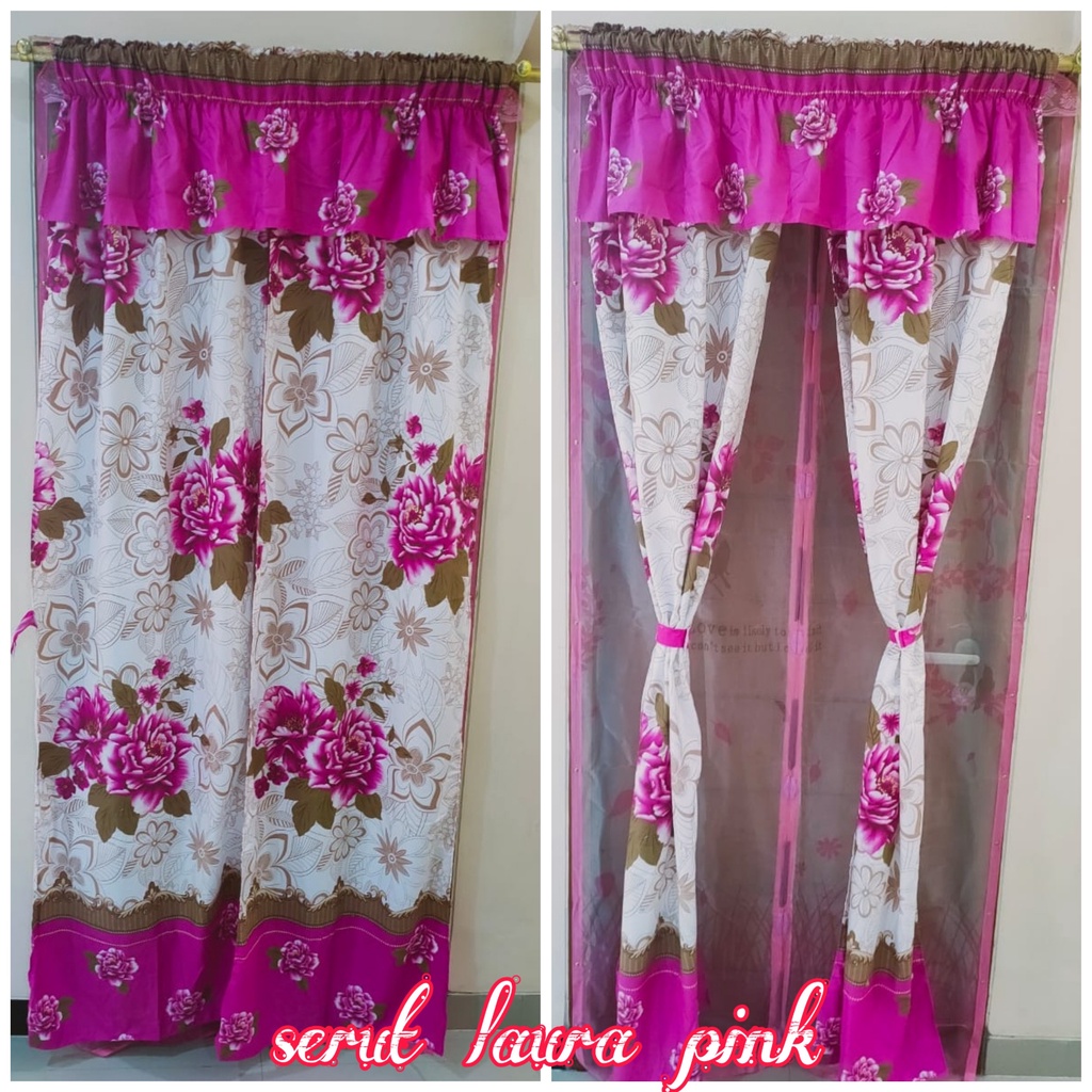 Drawstring Curtains In The Middle Of And Flower Motifs uk 130 x 200 cm ...