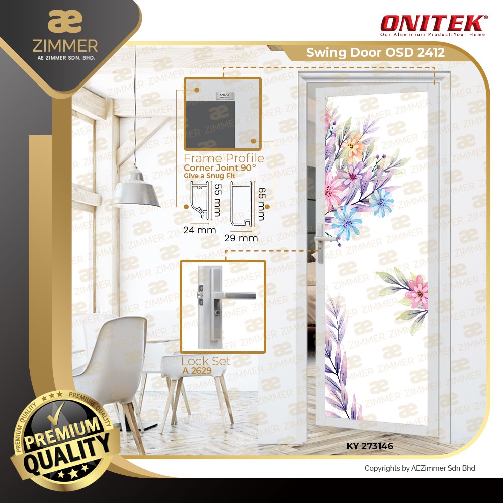 AE Zimmer Onitek Swing Door OSD 2412 (W:3ft x H:7ft) | Shopee Malaysia