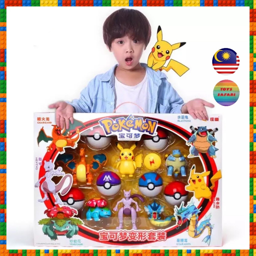 TOYSSAFARI Pokemon Go Pikachu Magic Poke Ball Deformation Toy | Shopee ...