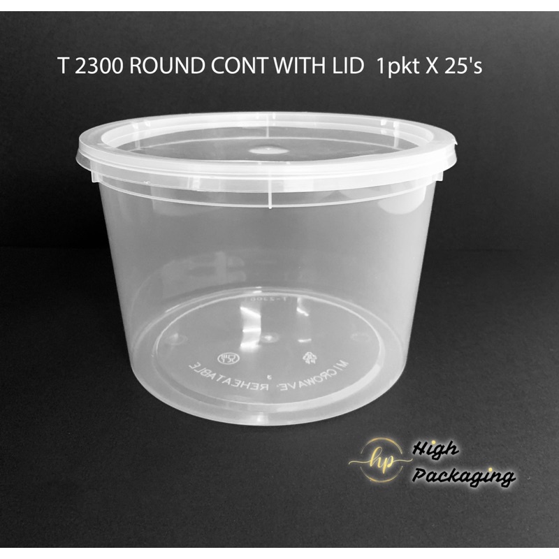 T2300 Round Container with Lid/ Plastic Food Container/ Microwavable ...
