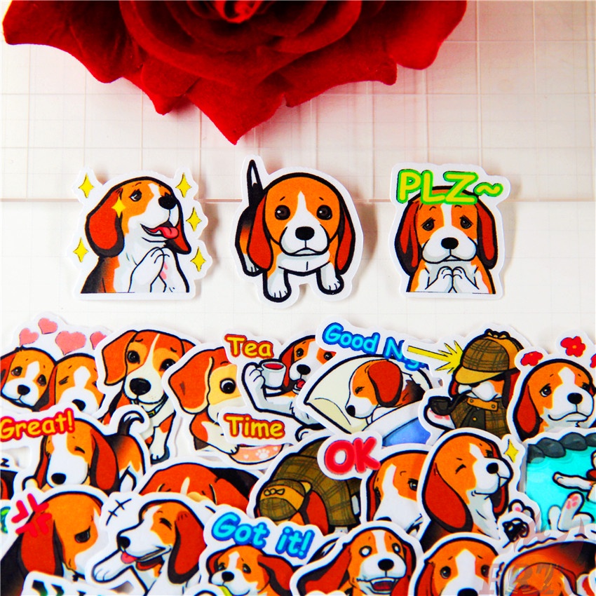 Beagle Q-4 Pets Dogs Diary Manual Stickers 48pcs/set Album Scrapbooks ...