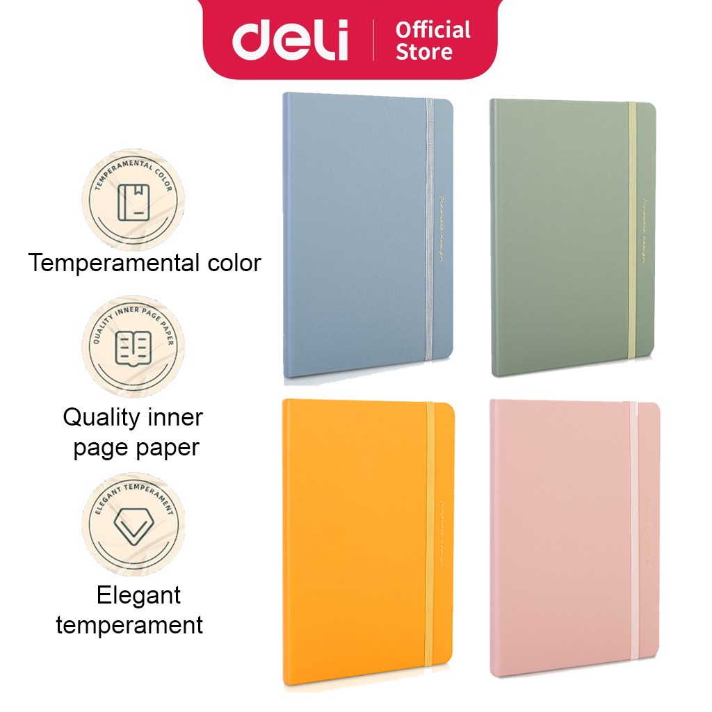 Deli Notebook 22295 Leather Cover Notebooks 25K-96 sheets Color Book ...