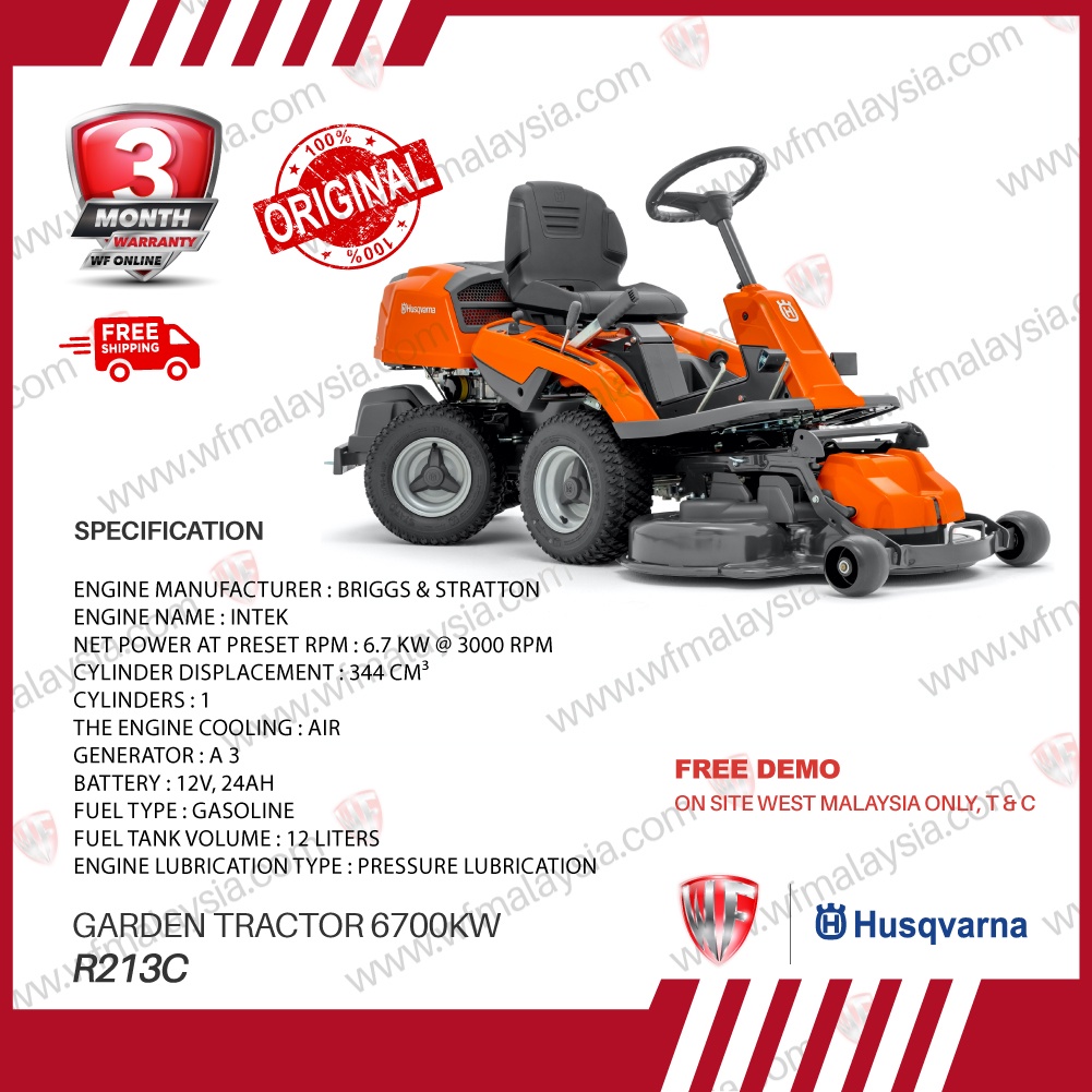 (PRE-ORDER) Husqvarna R213C Garden Tractor 6700kW Combi Cutting Deck ...
