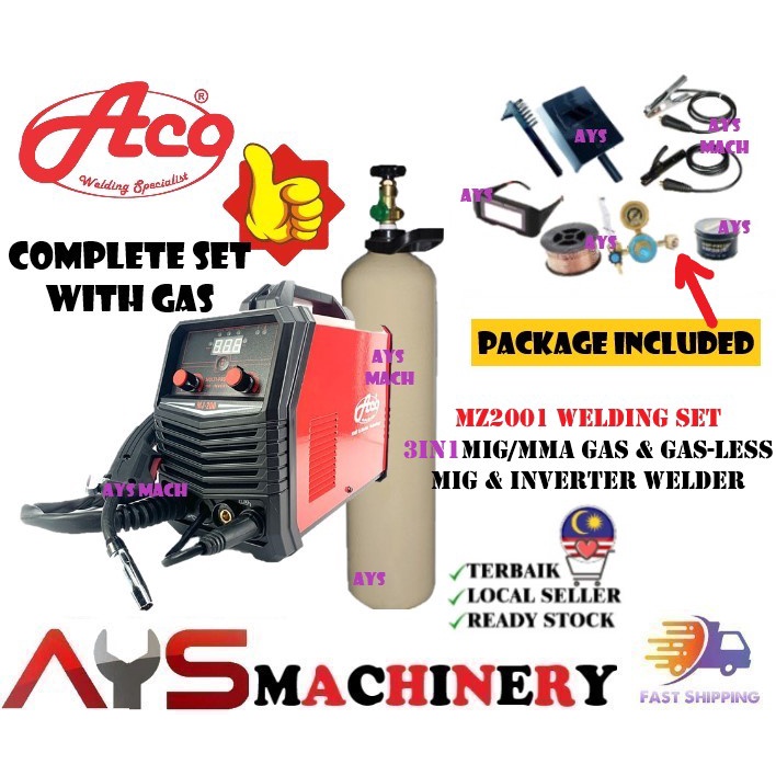 Aco Mig Mz200i 3in1 Mig Gas Welding Machine + MMA Inverter Welder/MIG ...