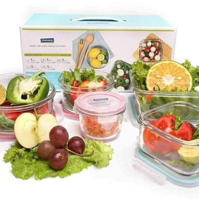 Set of 5 Korean Glasslock Glass Boxes | Shopee Malaysia