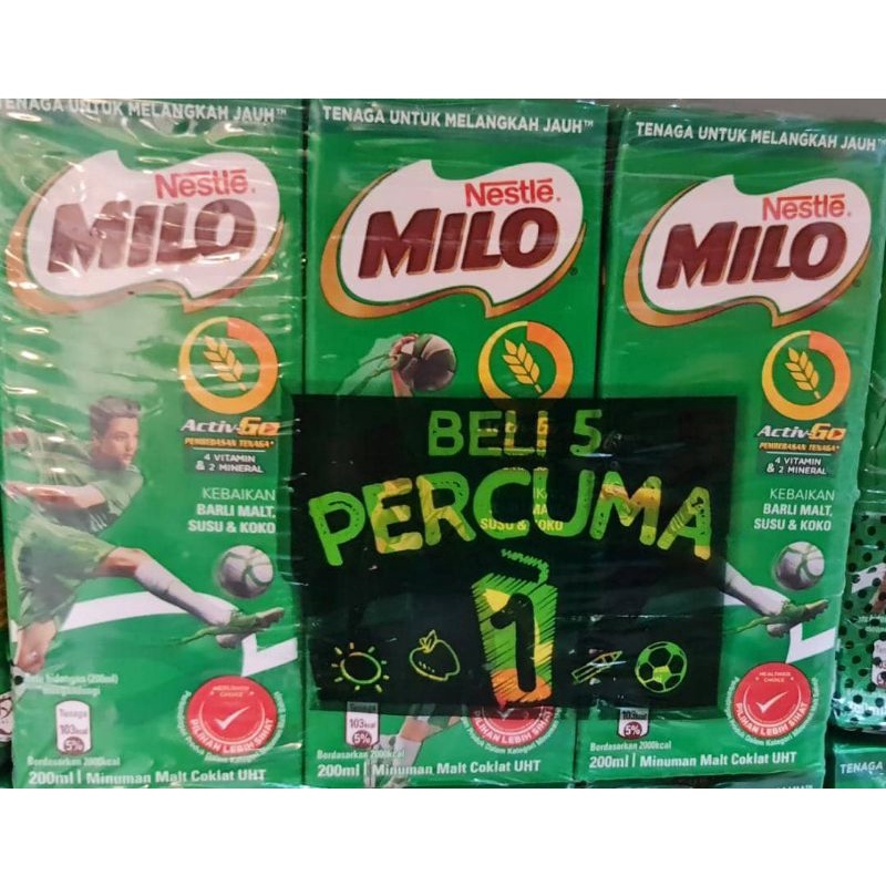 (5+1kotak) Milo Kotak UHT NESTLE (200ml) | Shopee Malaysia