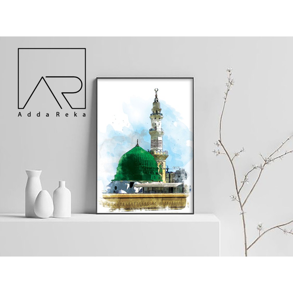 Poster islamik, wall decoration poster, Kaabah, Masjid Nabawi, Masjidil ...