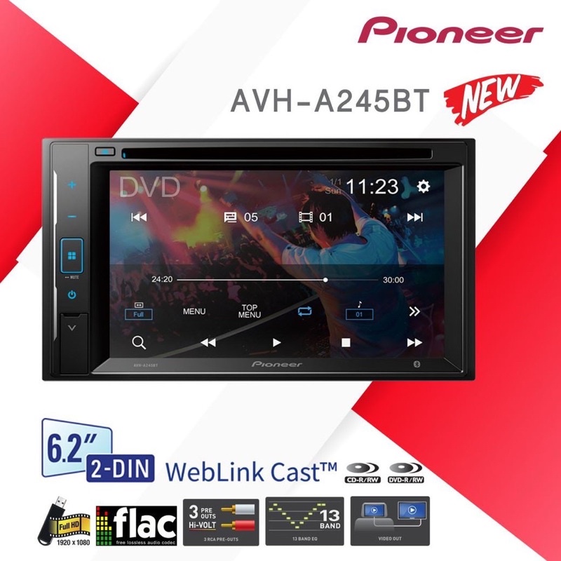 Pioneer AVH-A245BT - AV Multimedia Car Player with Mirroring / Weblink / Bluetooth / USB / Video ...