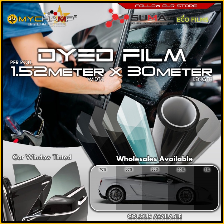 Dyed Film 2ply Car Tinted House Tinted and Office Window Tint 5ft x ...