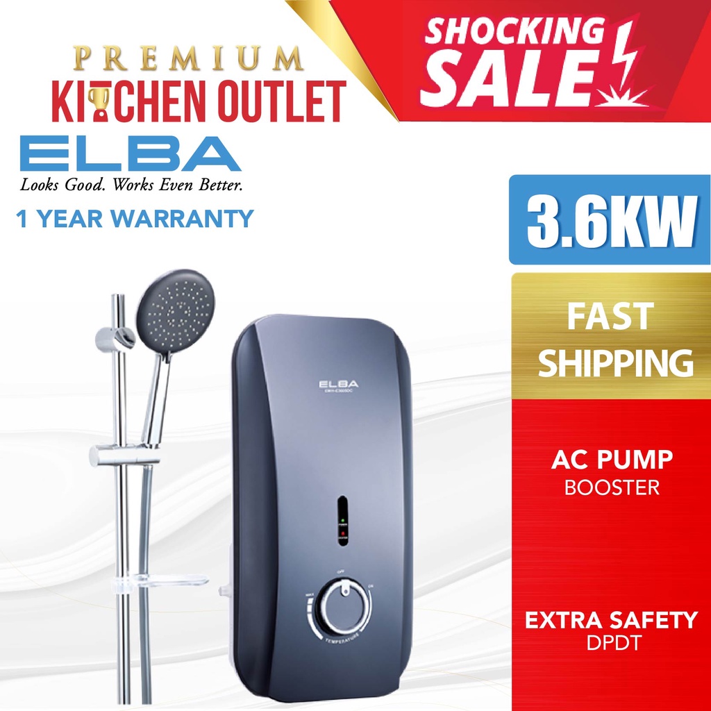 Elba Dc Pump Water Heater EWH-E3885DC(SG) | Ac Pump EWH-G3663AC | Deka ...