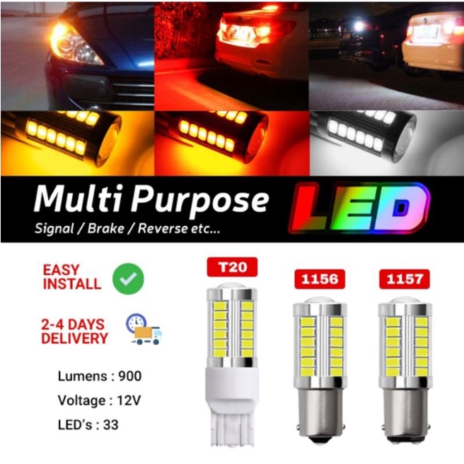 1PC 33LED LED Car Motorcycle Motorsikal Signal Reverse Brake Light Bulb ...