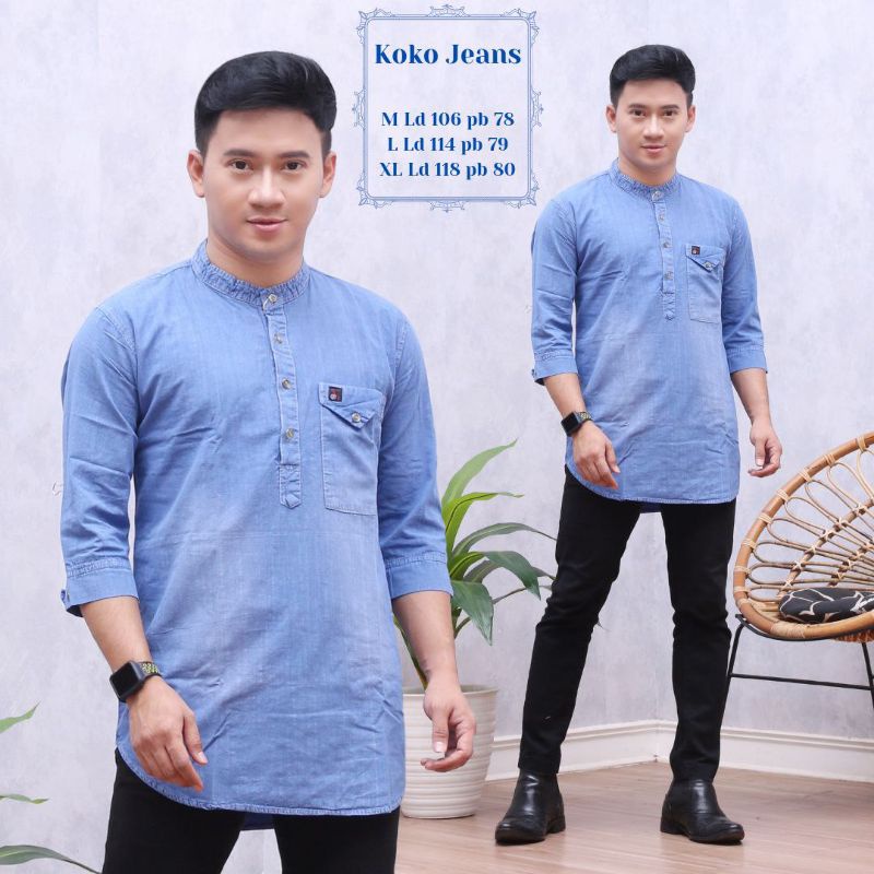 Koko KURTA QURTA PAKISTAN DENIM JEANS 3/4 SLEEVES - MOSLEM MAN WEAR ...