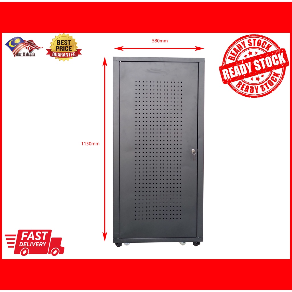 24U STANDARD SIZE FLOOR STANDING SERVER RACK & 5 POWER SOCKET | Shopee ...