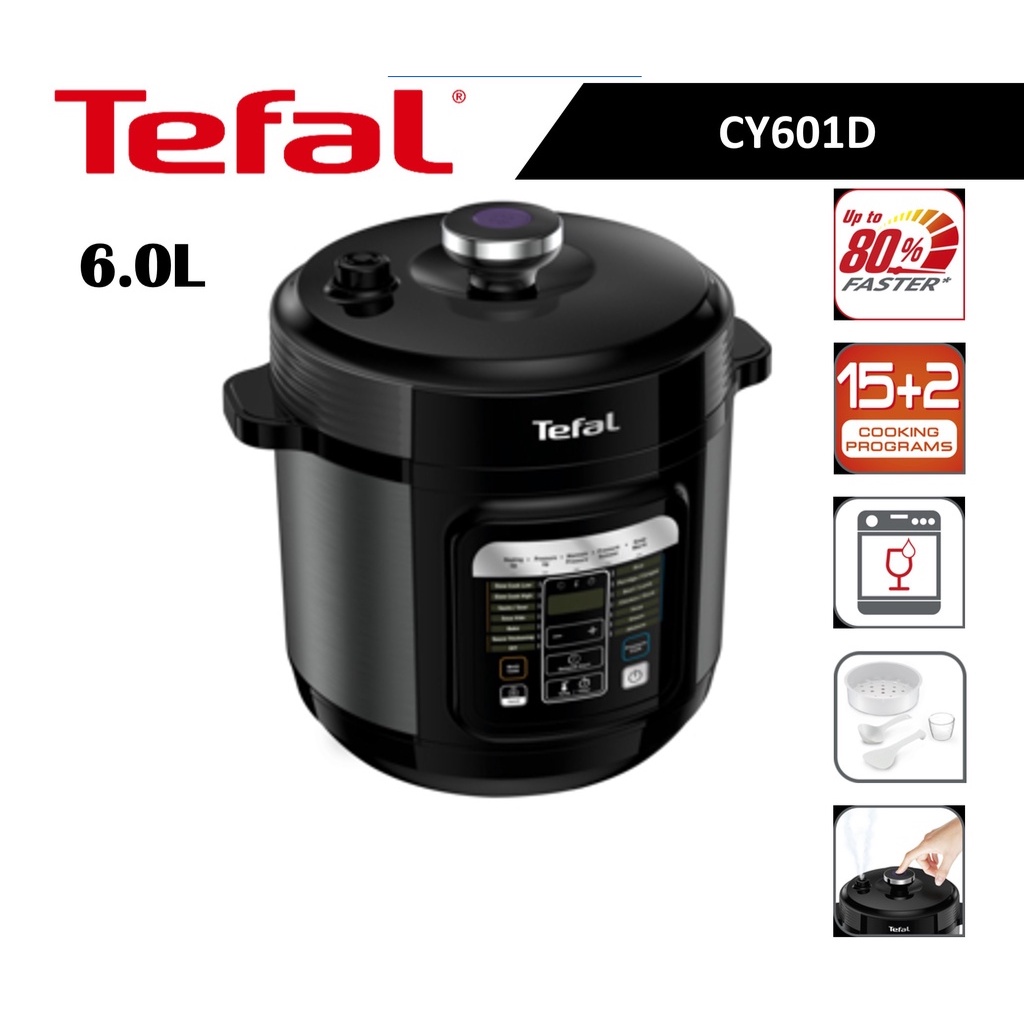 TEFAL CY601D 6L HOME CHEF SMART MULTICOOKER COLOUR : BLACK CY601D ...