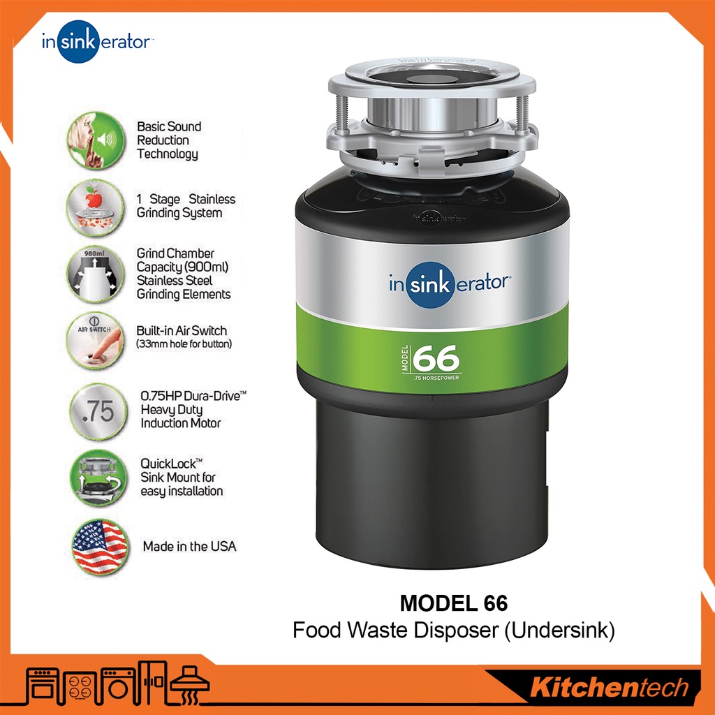 InSinkErator ISE66 Sink Food Waste Disposer/Disposal 0.75hp with Air ...