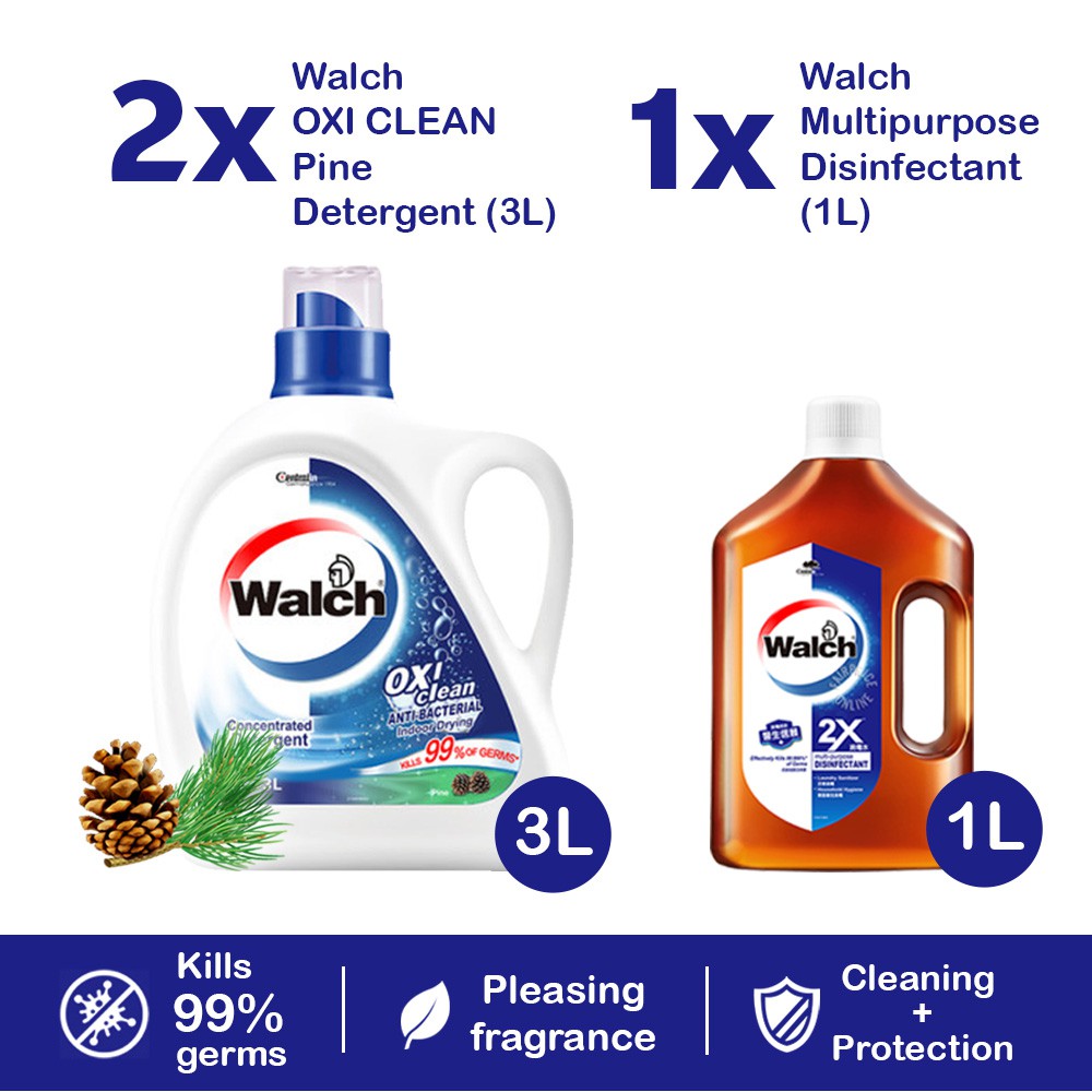 2x Walch Oxi liquid Laundry Detergent Pine 3L & Multi Purpose ...