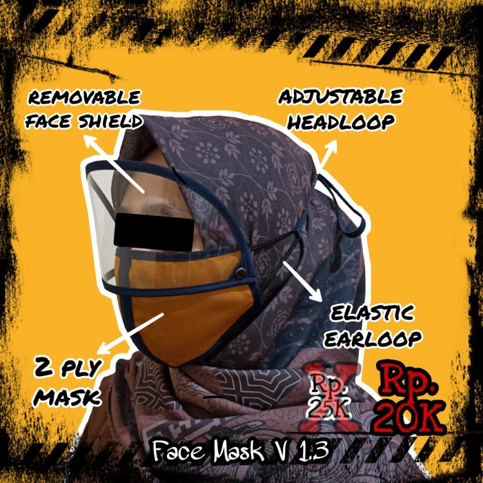 (Restock) Non Medical Cloth Mask + face shield - Black | Shopee Malaysia