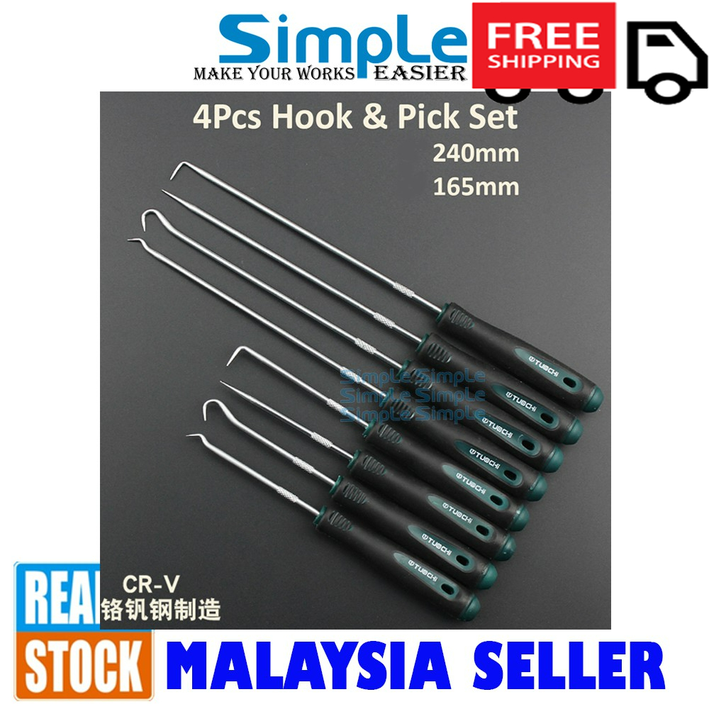 4Pcs Hook & Pick Set, O Ring Oil Seal Remover Precision Mini Pick and ...