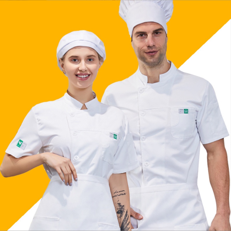 Chef work uniform baking cake shop baker uniform men and women short ...