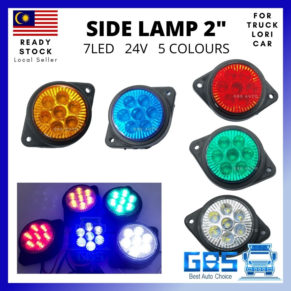 GBS LED Lori Truck LED Side Light 2 Inch 24V Lampu Lori Tepi Side Marker Lamp Aksesori Lori ...