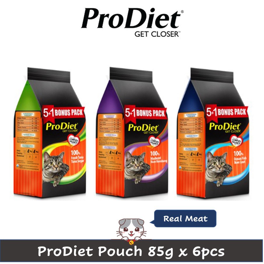 GUN PET ProDiet Pouch 85g ( 5+1 ) Wet Cat Food Makanan Kucing Pro Diet ...