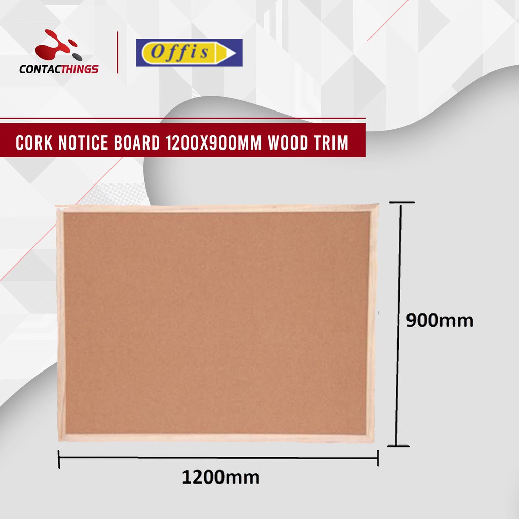 OFFIS Cork Notice Board 1200x900mm Wood Frame (Self Retracting ...