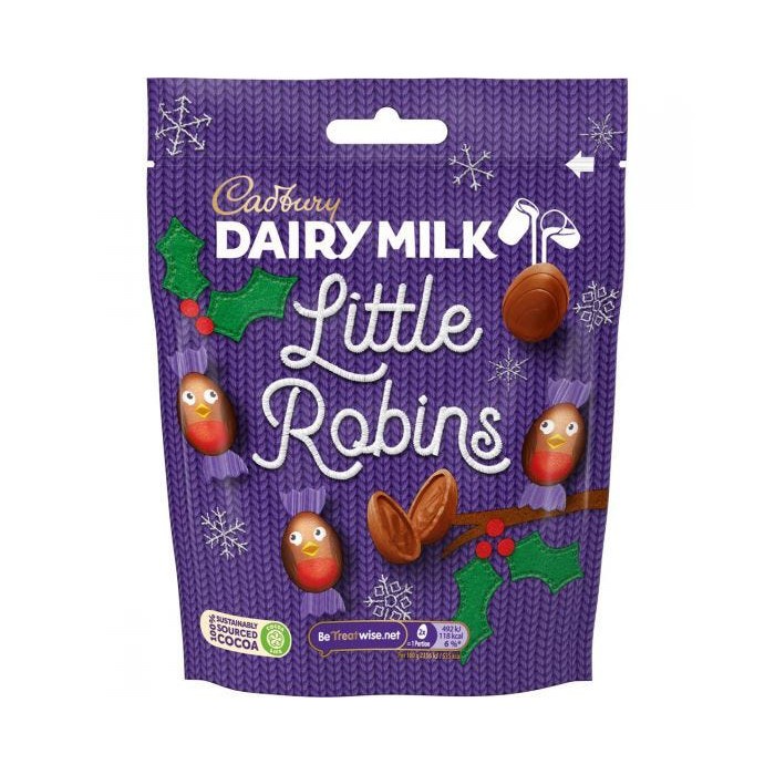Festive Cadbury Dairy Milk Chocolate Little Robins, TItbits Snacks 77g ...