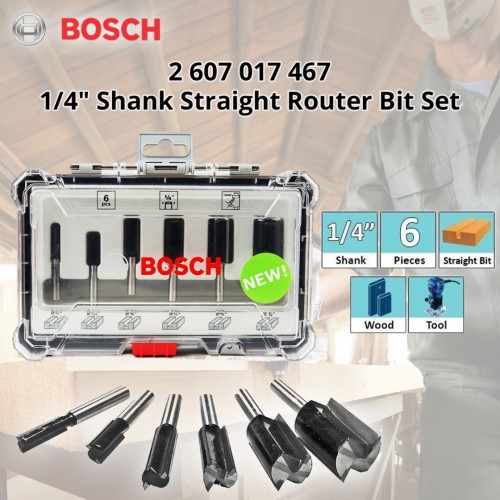 BOSCH Straight Router/Trimmer Bit Set 1/4" Shank (2607017467) | Shopee ...