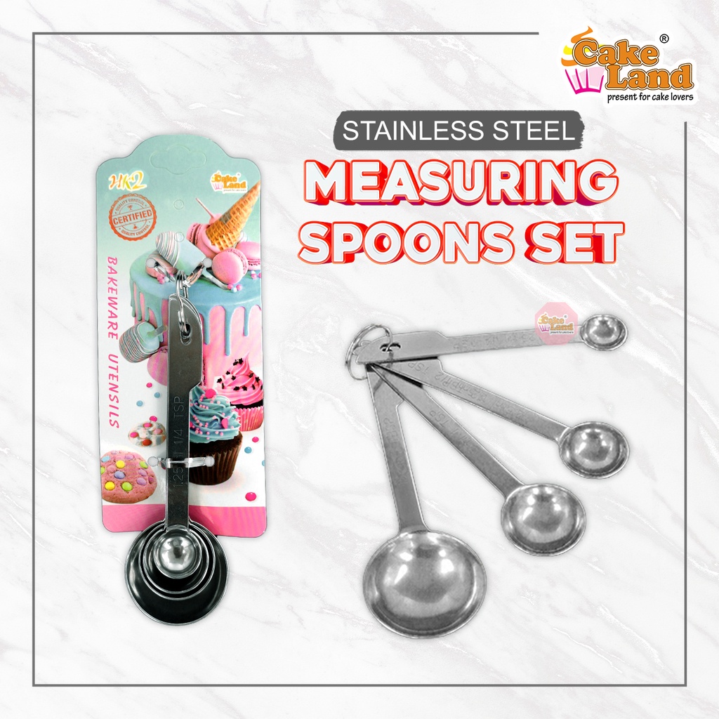 CAKE LAND Stainless Steel Measuring Spoons (4 Pcs) | Shopee Malaysia