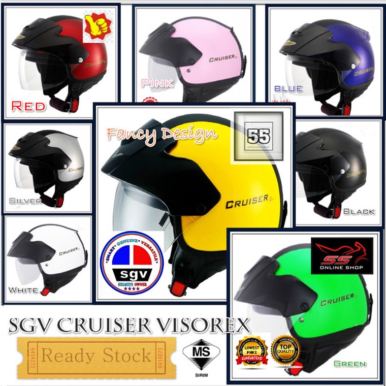 Helmet SGV Cruiser 2 Visorex Helmet All Colour (Ready Stock) | Shopee ...