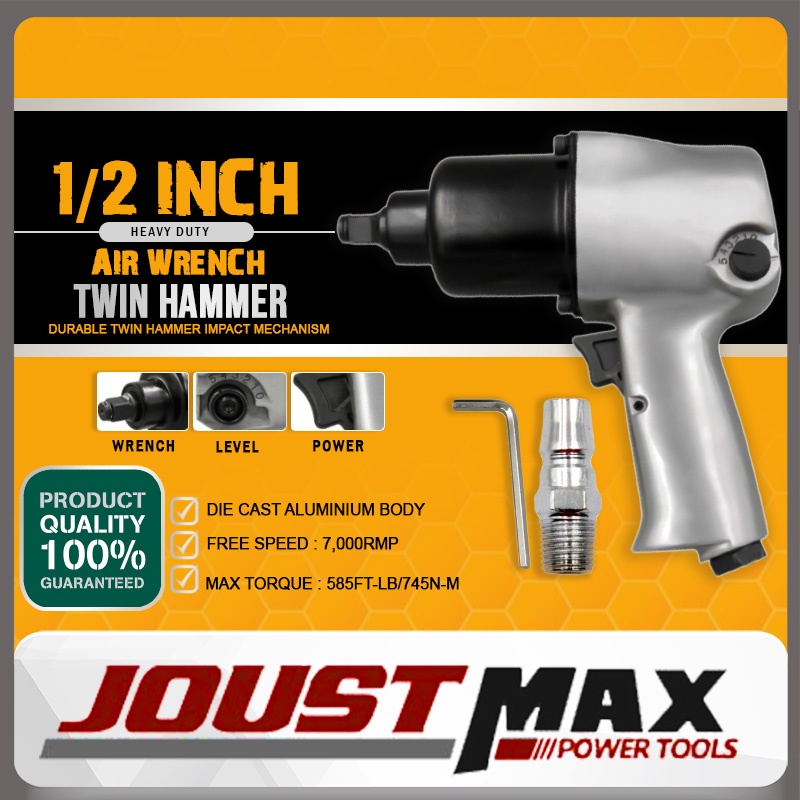 1/2 Inch Heay Duty Twin Hammer Air Impact Wrench 700Nm Set Pneumatic Including Hexagon Socket ...