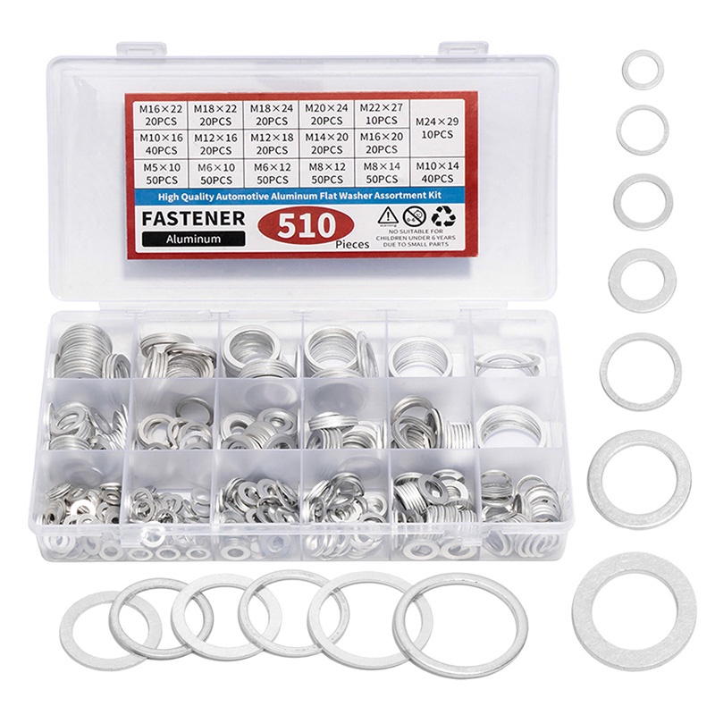 510pcs Washer Automotive Metric Oil Drain Plug Gaskets Set Aluminum ...