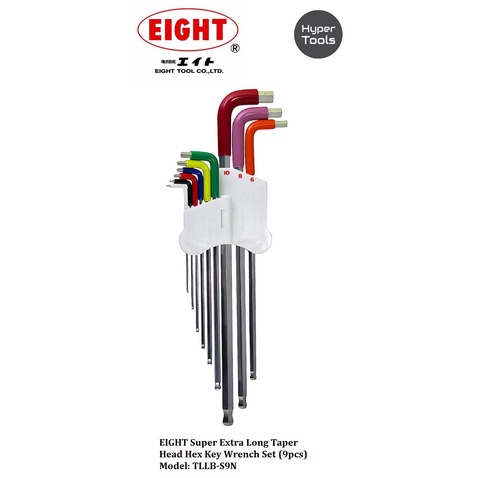 EIGHT (JAPAN) Super Extra Long Taper Head Hex Key Wrench Set (9pcs ...