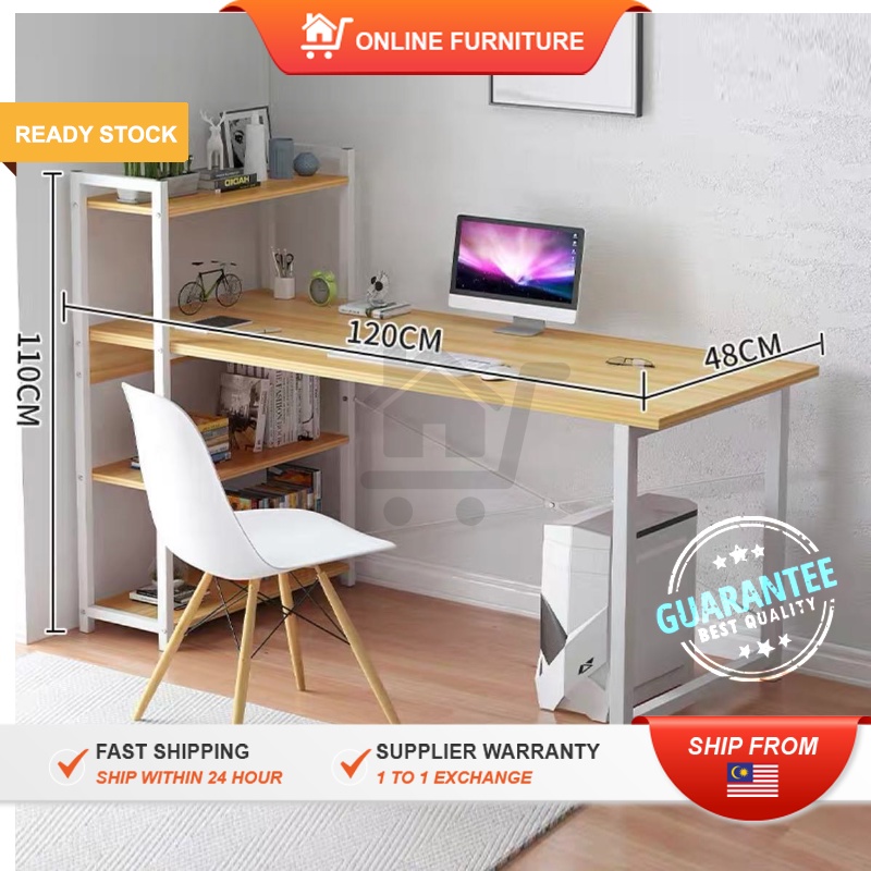 𝗥𝗘𝗔𝗗𝗬 𝗦𝗧𝗢𝗖𝗞 [ Ship 24H ] : Study Computer Table Laptop Desk With 4 Tier ...