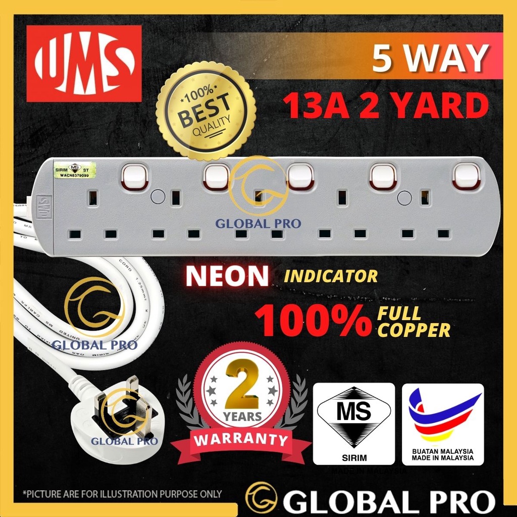 SIRIM UMS 8513-N 5 Way Extension Cord Plug 3 Pin Socket Extension Plug ...