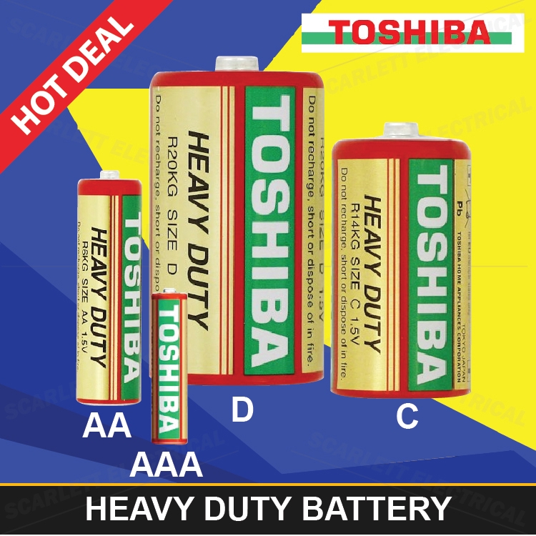 TOSHIBA Heavy Duty Battery 1.5V Carbon Zinc AA / AAA / C / D/Bateri ...