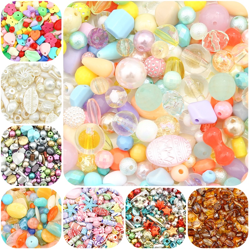 Acrylic Solid Color Series/Metal Series Beads Large Small Random Mixed ...