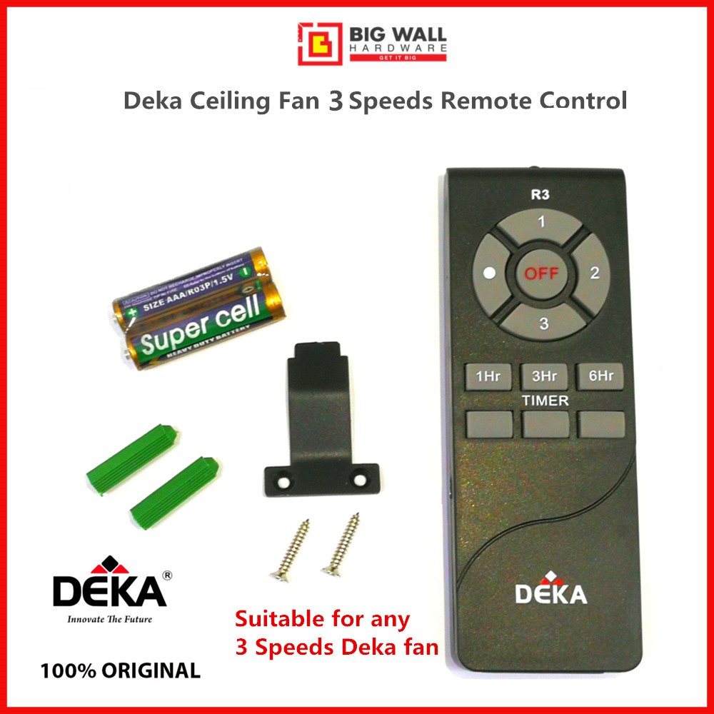 Original Deka Ceiling Fan R3 Remote Control 3 Speeds Free 2pcs AAA ...