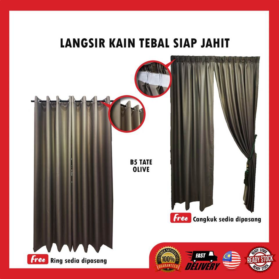 95% Blackout Ready Curtain !!! Langsir Kain Tebal Siap Jahit ( Free ...