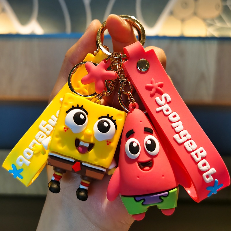 Cartoon Cute New Style SpongeBob SquarePants Key Ring Pendant Doll pvc ...
