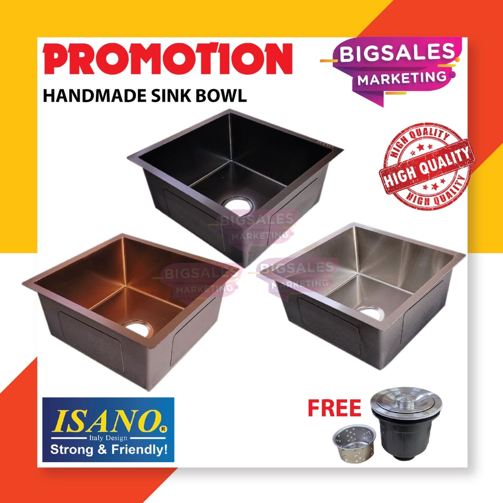 ISANO NEW MODERN DESIGN Premium Nano Kitchen Sink 100% Fully Stainless ...