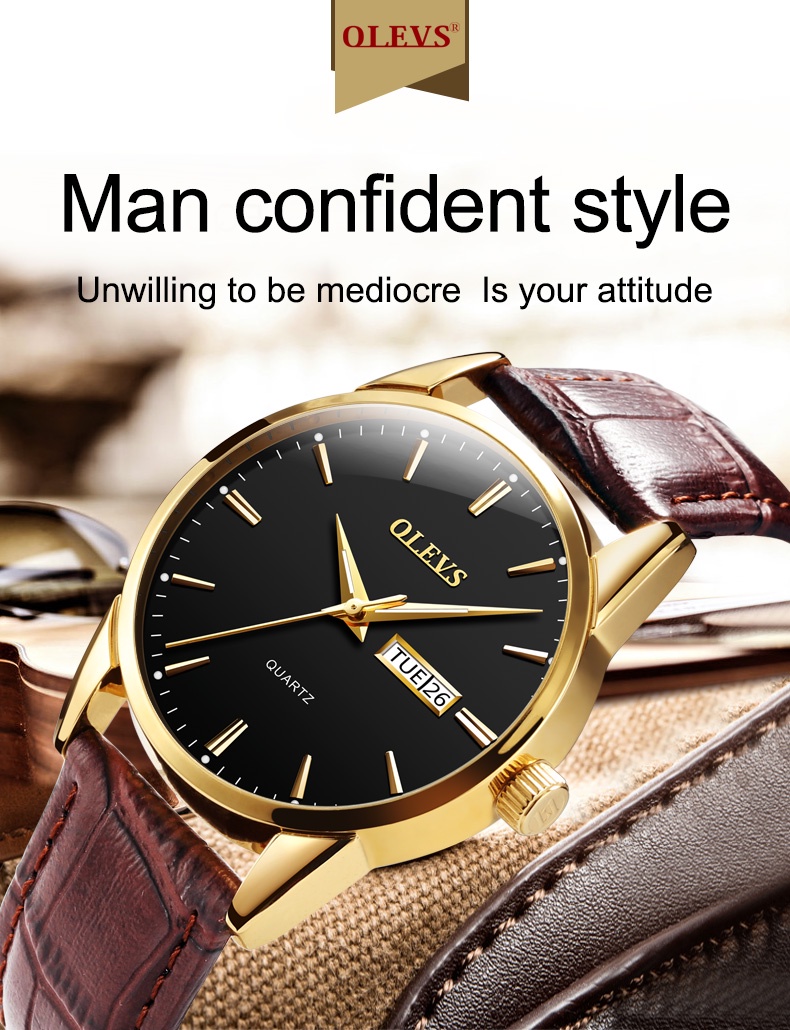 Olevs Classico 39 Leather Men Quartz Watch - 39mm | Shopee Malaysia